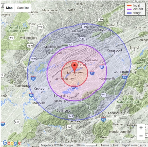 WCRK Coverage Map